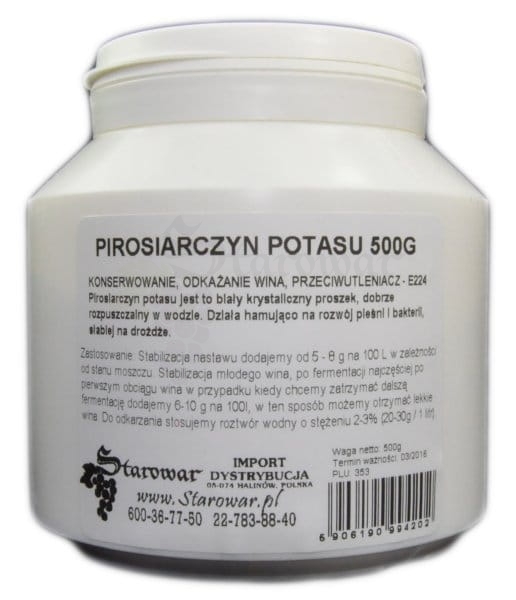 Pirosiarczyn Potasu E224 500g (p) - Starowar.pl