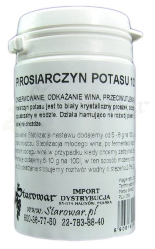 Pirosiarczyn Potasu E224 100g (p) - Starowar.pl